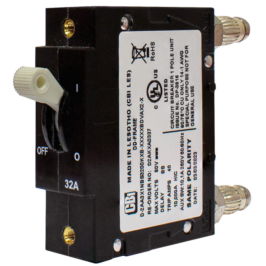 DD-Frame MCB: 1P, rocker handle with plug-in termination – CBI Export Sales